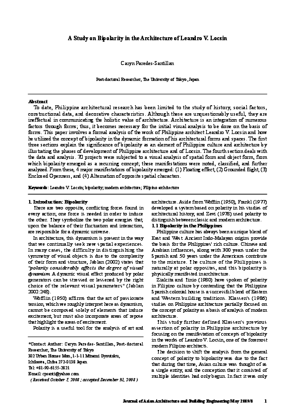 (PDF) A Study on Bipolarity in the Architecture of Leandro V. Locsin