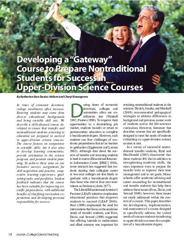 (PDF) Developing a 'gateway' course to preare non-traditional students ...