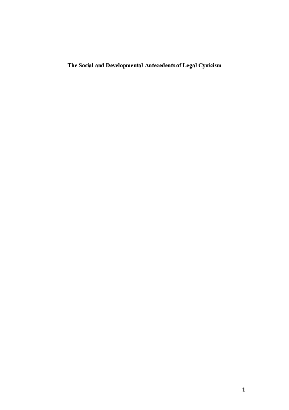 (PDF) The Social and Developmental Antecedents of Legal Cynicism