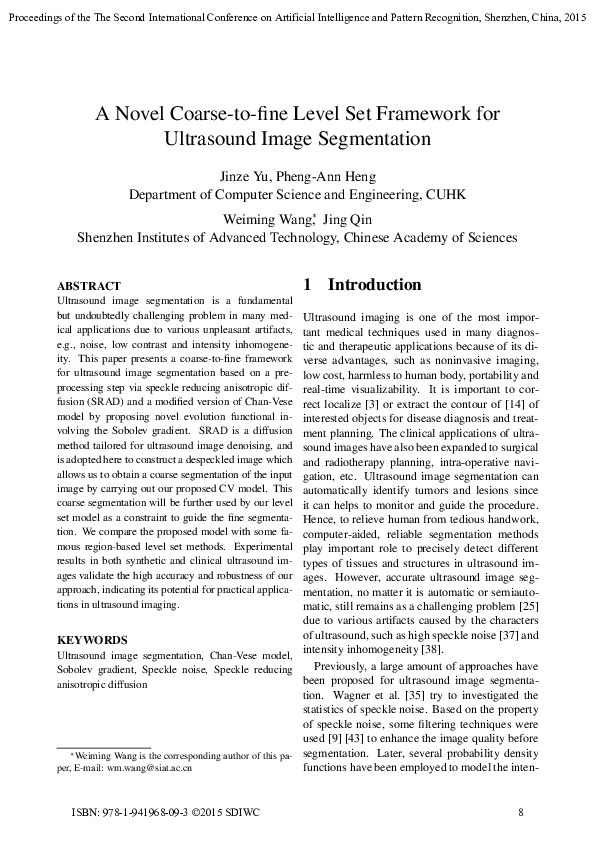 (PDF) A Novel Coarse-to-fine Level Set Framework for Ultrasound Image Segmentation
