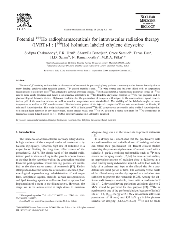 (PDF) Potential 166Ho radiopharmaceuticals for intravascular radiation ...