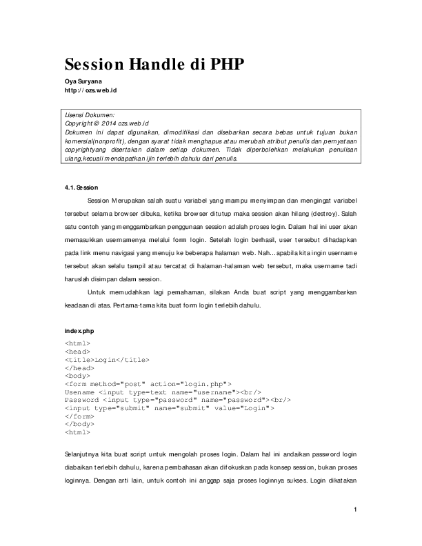 (PDF) Session Handle di PHP