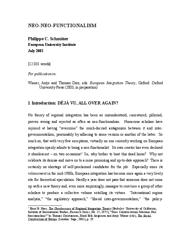 (DOC) Ernst B. Haas and the legacy of neofunctionalism
