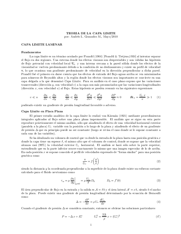 (PDF) Teoría de la Capa Límite