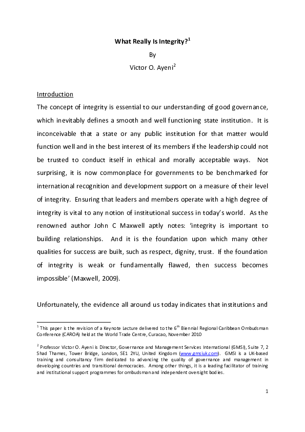 (PDF) What Really Is Integrity?