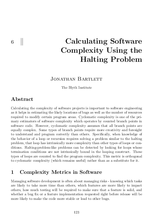 (PDF) Calculating Software Complexity Using the Halting Problem