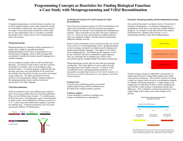(PDF) Metaprogramming and Genomics - Using Programming Concepts as Heuristics for Finding ...