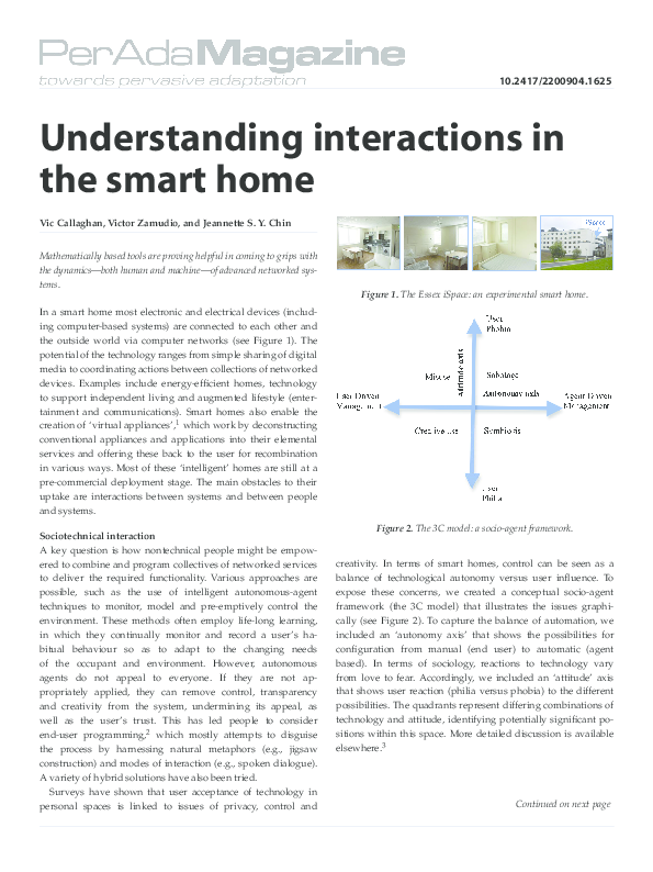 (PDF) Understanding interactions in the smart home