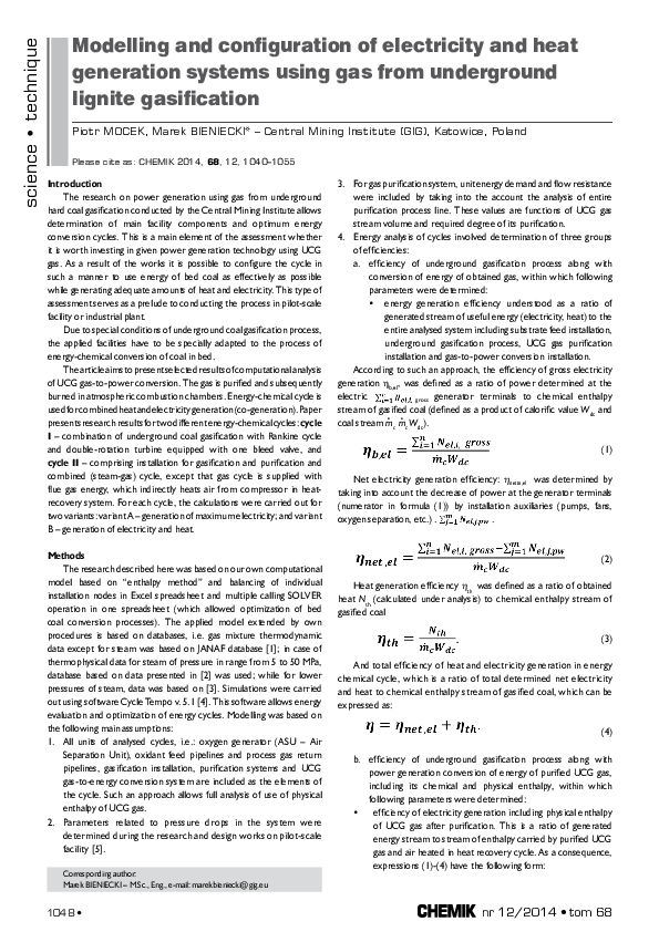 Modelling and configuration of electricity and heat generation systems ...