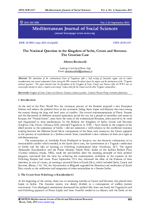 (PDF) The National Question in the Kingdom of Serbs, Croats and ...