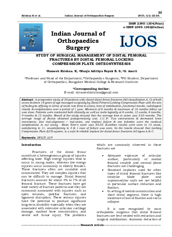 (PDF) STUDY OF SURGICAL MANAGEMENT OF DISTAL FEMORAL FRACTURES BY ...