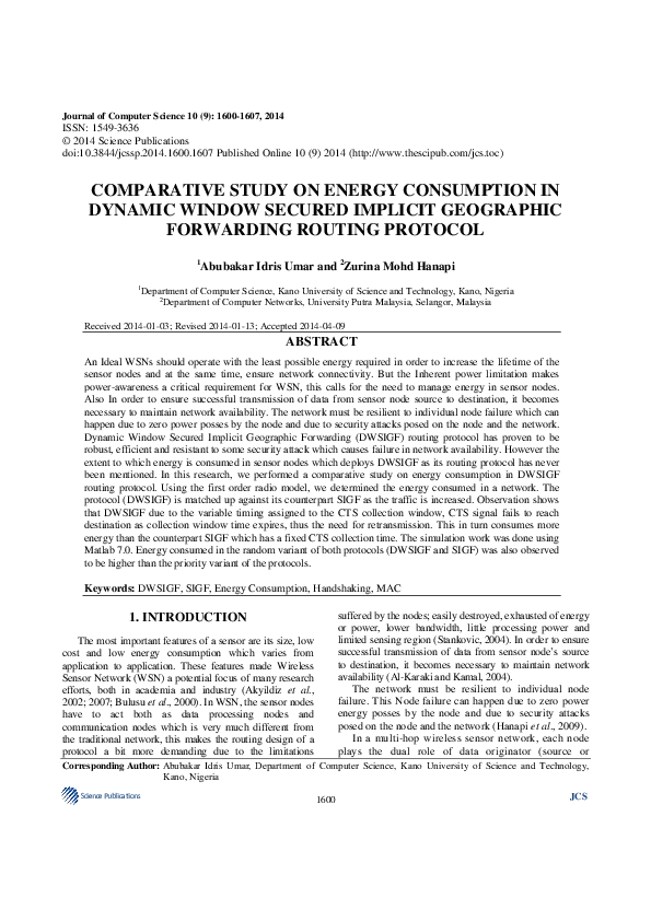 (PDF) Comparative Study on energy consumption in dynaminc window secured implicit geographic ...