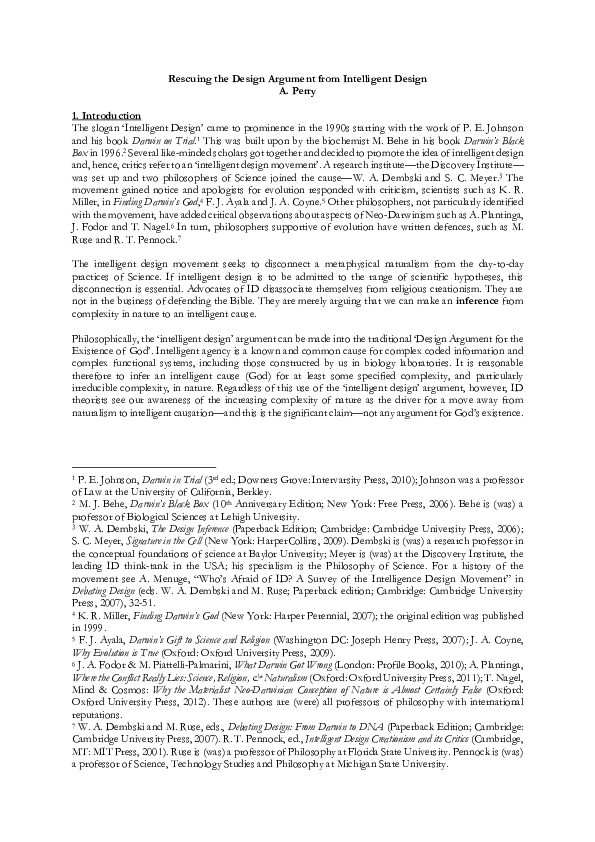 (PDF) Rescuing the Design Argument from Intelligent Design