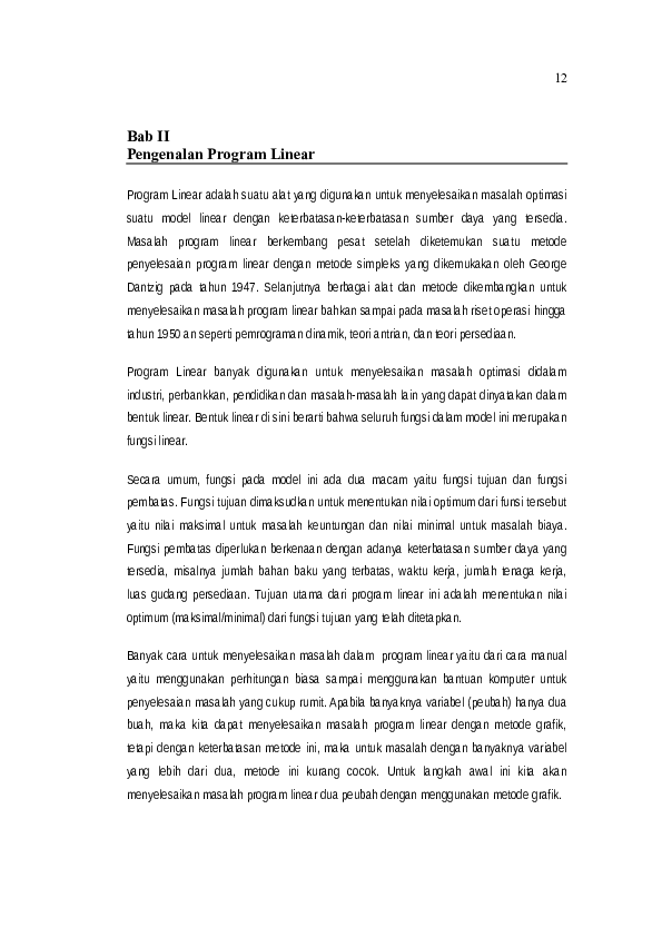 (DOC) Bab II Pengenalan Program Linear