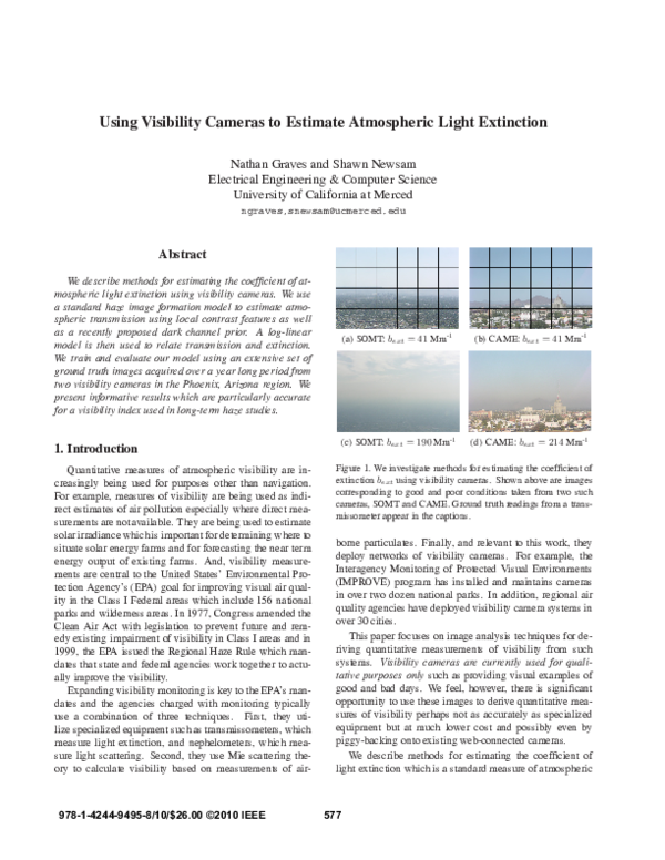 (PDF) Using Visibility Cameras to Estimate Atmospheric Light Extinction