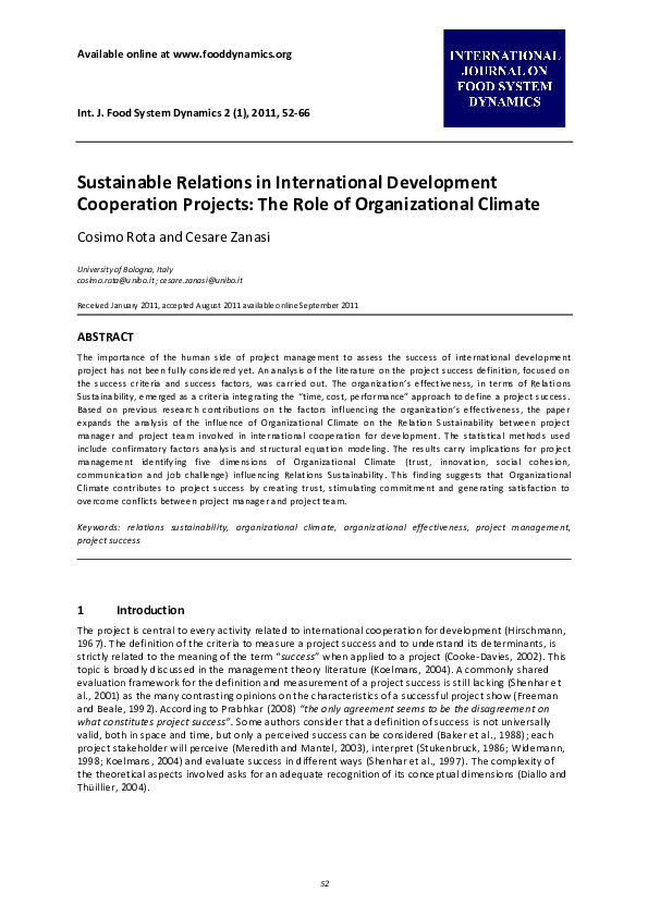 (PDF) Sustainable Relations in International Development Cooperation ...