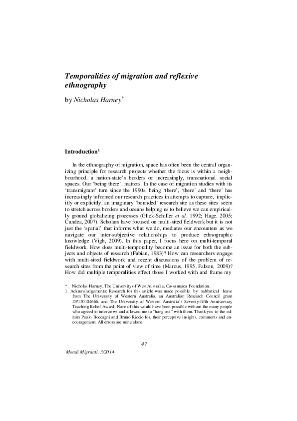 Temporalities of migration and reflexive ethnography