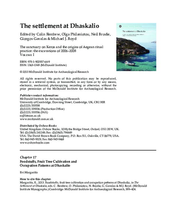 (PDF) Agriculture and economy at the Early Cycladic Site of Dhaskalio ...