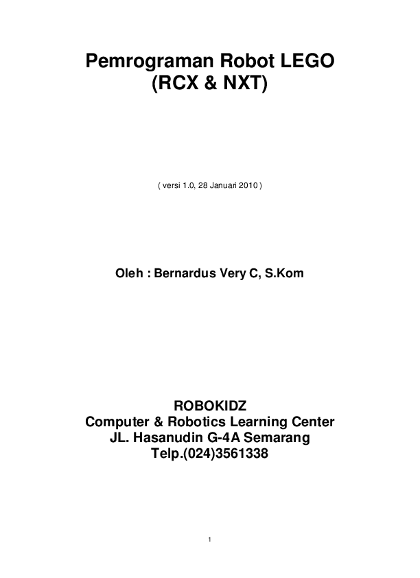 (PDF) Pemrograman Robot LEGO (RCX & NXT