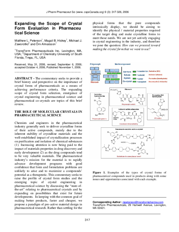 (PDF) Expanding the Scope of Crystal Form Evaluation in Pharmaceu tical ...