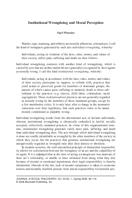 (PDF) Institutional Wrongdoing and Moral Perception
