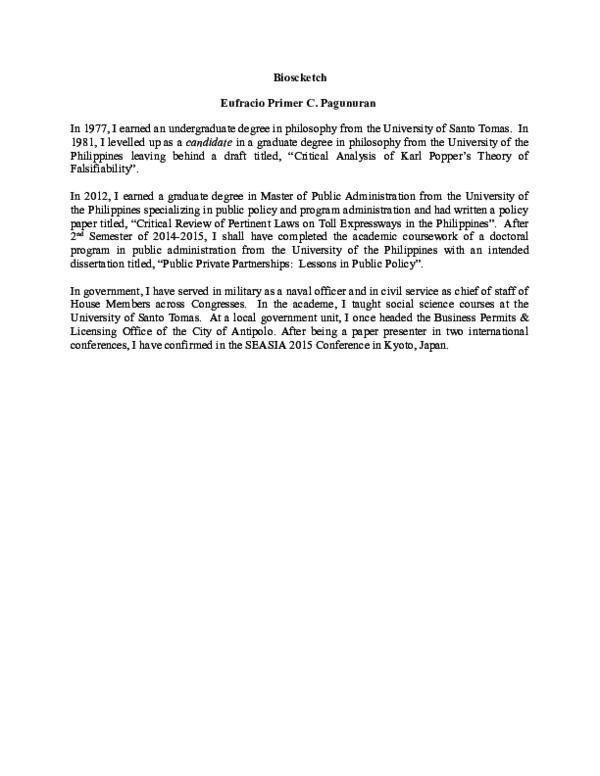 (DOC) Biosketch/Resume