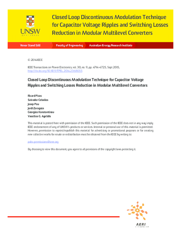 Closed Loop Discontinuous Modulation Technique For Capacitor Voltage