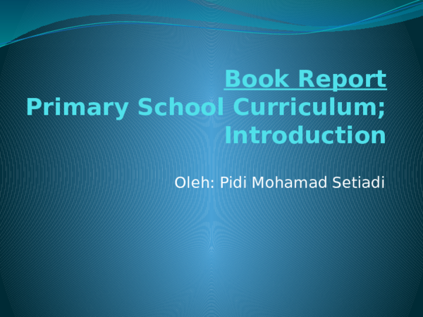 Ireland Primary school curriculum; Introduction_Book Report