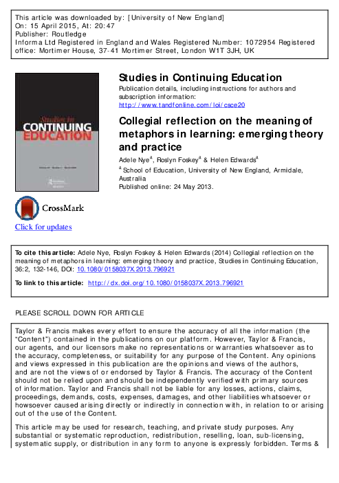 (PDF) Collegial reflection on the meaning of metaphors in learning ...