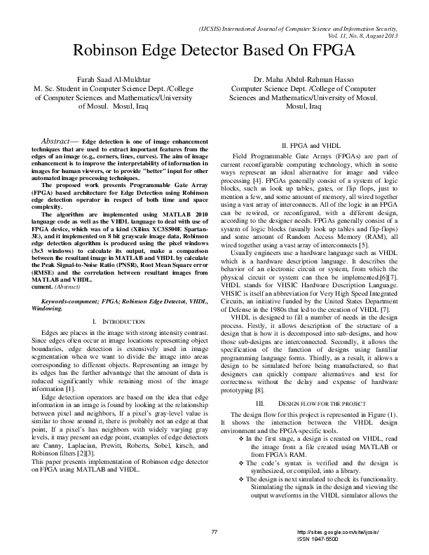 (PDF) Robinson Edge Detector Based On FPGA