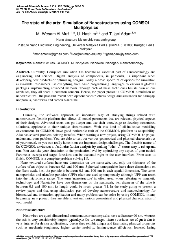 (PDF) The state of the arts: Simulation of Nanostructures using COMSOL ...