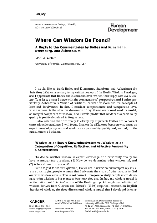 (PDF) Where Can Wisdom Be Found?