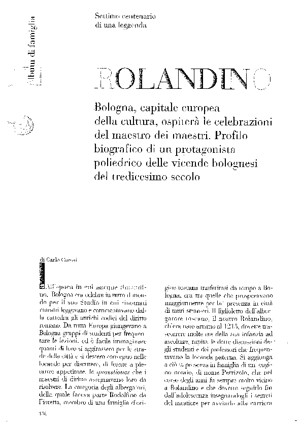 (PDF) Rolandino: un protagonista poliedrico delle vicende bolognesi del ...