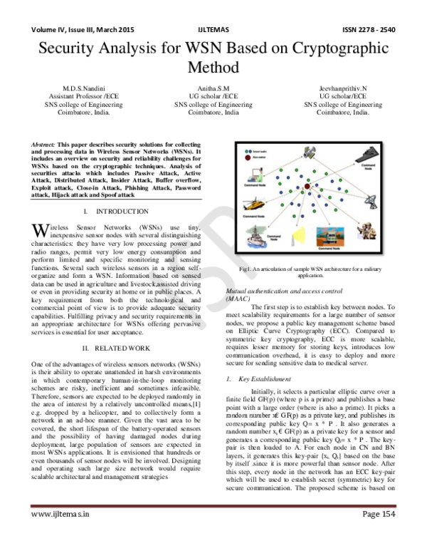 (PDF) Security Analysis for WSN Based on Cryptographic Method