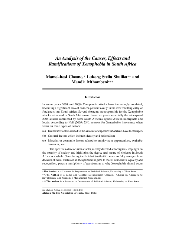 (PDF) An Analysis of the Causes, Effects and Ramifications of ...