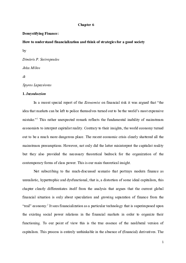 (PDF) Demystifying Finance: How to understand financialization and ...