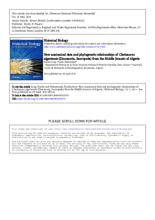 (PDF) New anatomical data and phylogenetic relationships of Chebsaurus ...