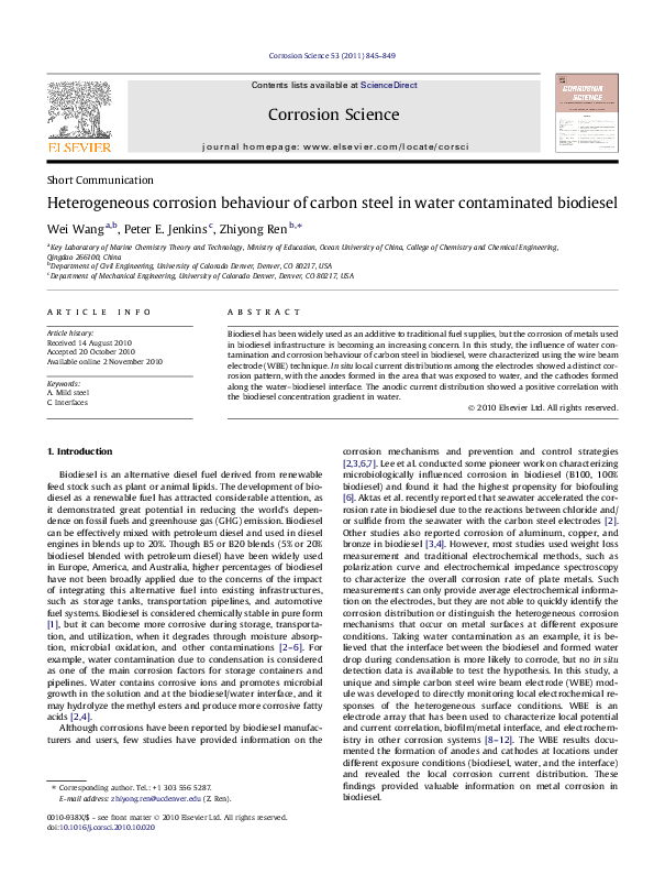 (PDF) Heterogeneous corrosion behaviour of carbon steel in water ...