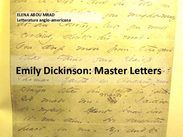 (PDF) Emily Dickinson: "Master" Letters (Presentazione per seminario)