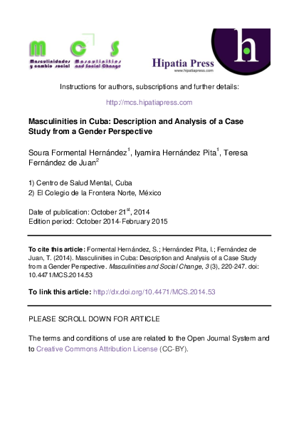 (PDF) Masculinities in Cuba: Description and Analysis of a Case Study ...