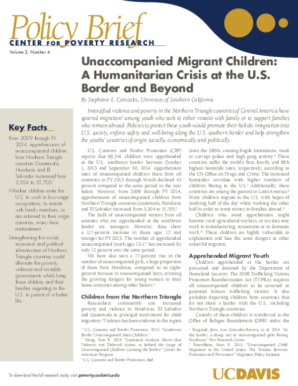 (PDF) Unaccompanied Migrant Children: A Humanitarian Crisis at the U.S ...