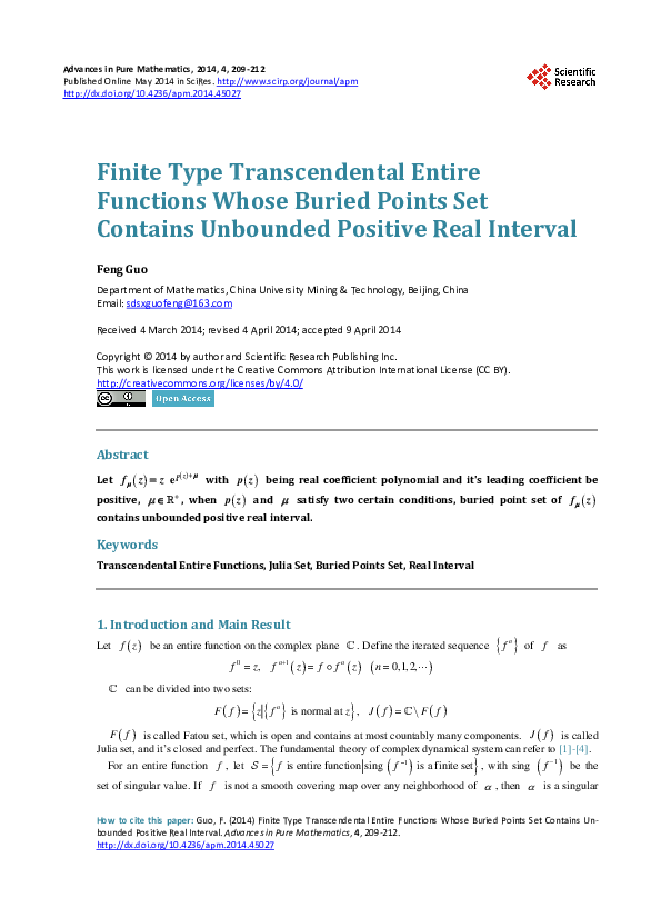 (PDF) Finite Type Transcendental Entire Functions Whose Buried Points Set Contains Unbounded ...