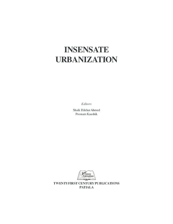 (PDF) Insensate Urbanization