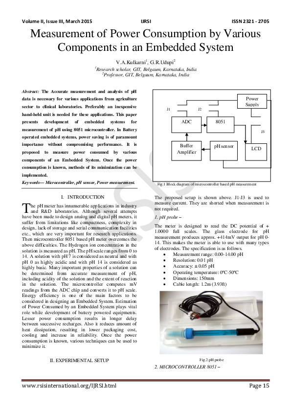 Pdf Measurement Of Power Consumption By Various Components In An Embedded System