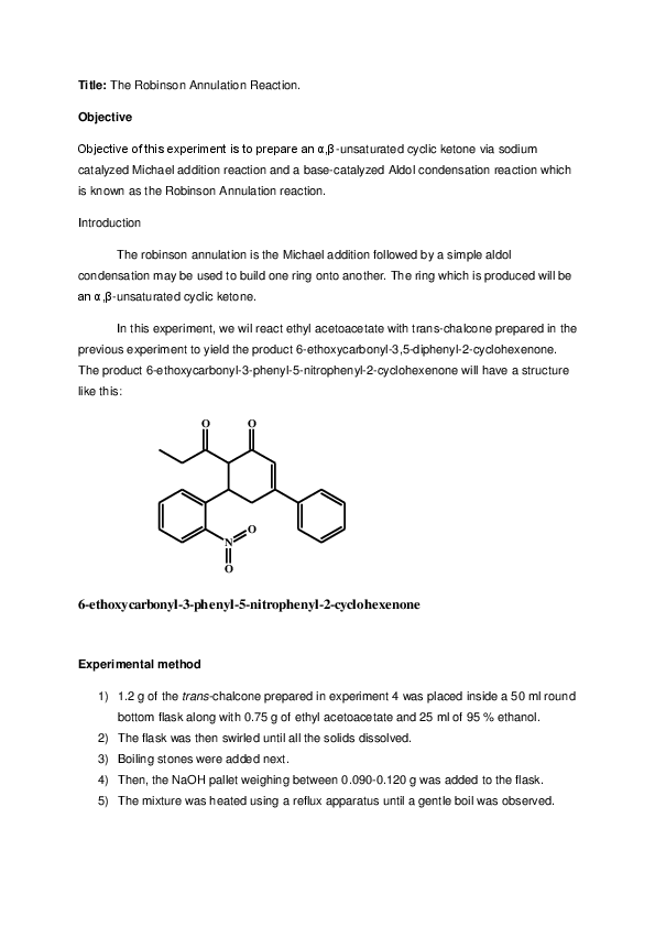 (PDF) The Robinson Annulation Reaction