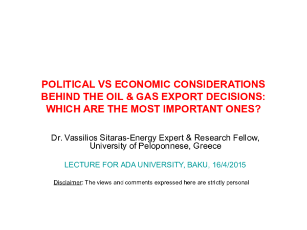 (PPT) Political vs economic considerations behind the oil and gas ...