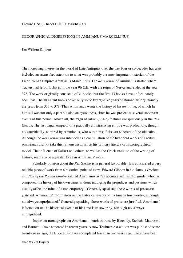 (PDF) Geographical Digressions in Ammianus Marcellinus