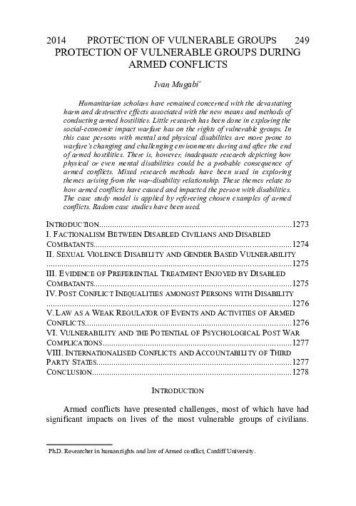 (DOC) PROTECTION OF VULNERABLE GROUPS DURING ARMED CONFLICTS