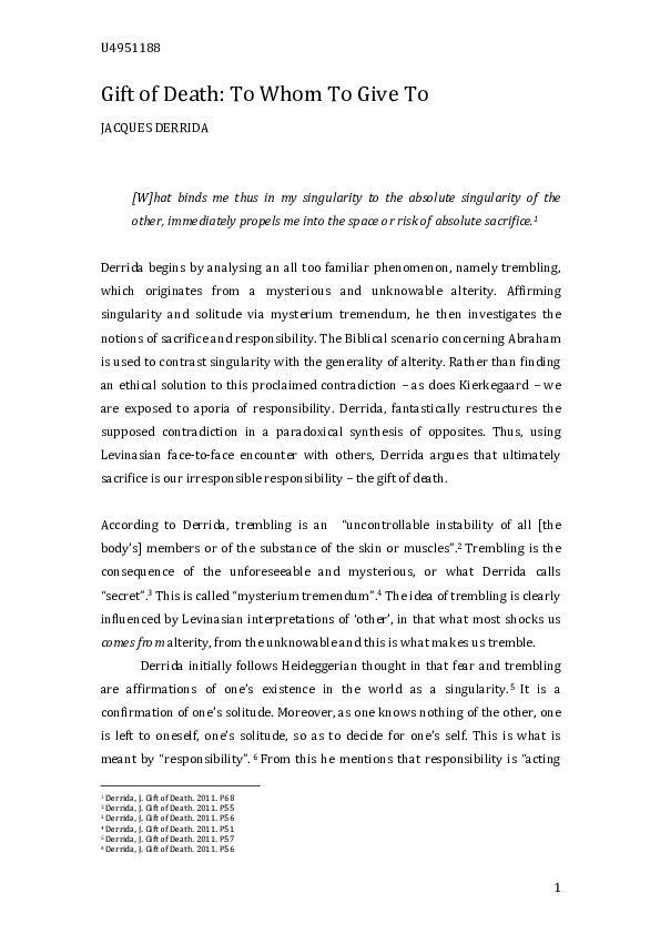 (PDF) Gift of Death: To Whom To Give To