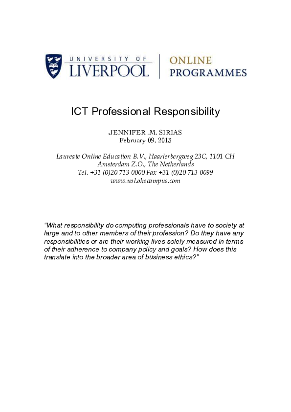 (PDF) ICT Professional Responsibility
